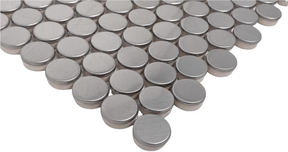 Penny Round Stainless Steel Mosaic Tile on Mesh Mounted Sheet - Etsy