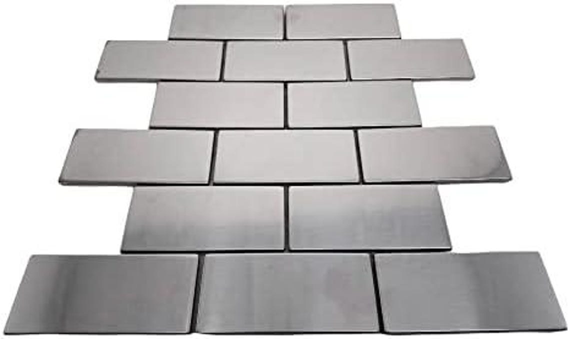 2x4 Inch Subway Mesh-mounted Metal Stainless Steel Mosaic Tile - Etsy