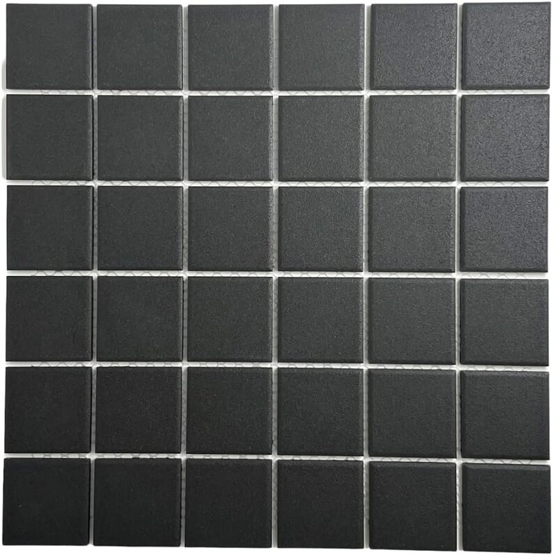 Vintage Black Greyish Charcoal Unglazed Square 2x2 Inch Porcelain Floor ...