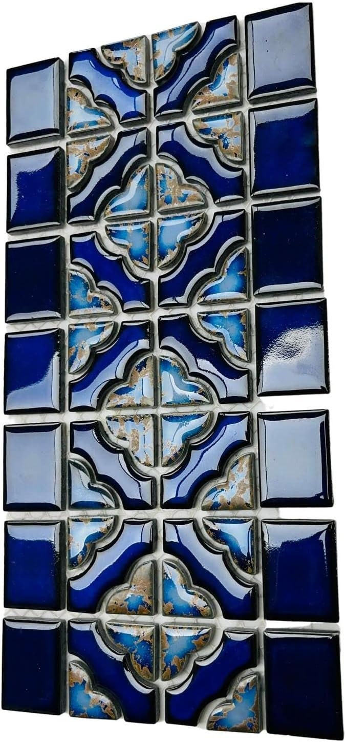 Sunburst Calacatta Blue Glossy Porcelain Border Pool Wall and Floor ...