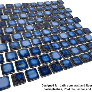 Ultramarine Blue Water Splash Effect 1x1 Brick Pattern 1 Inch Porcelain ...