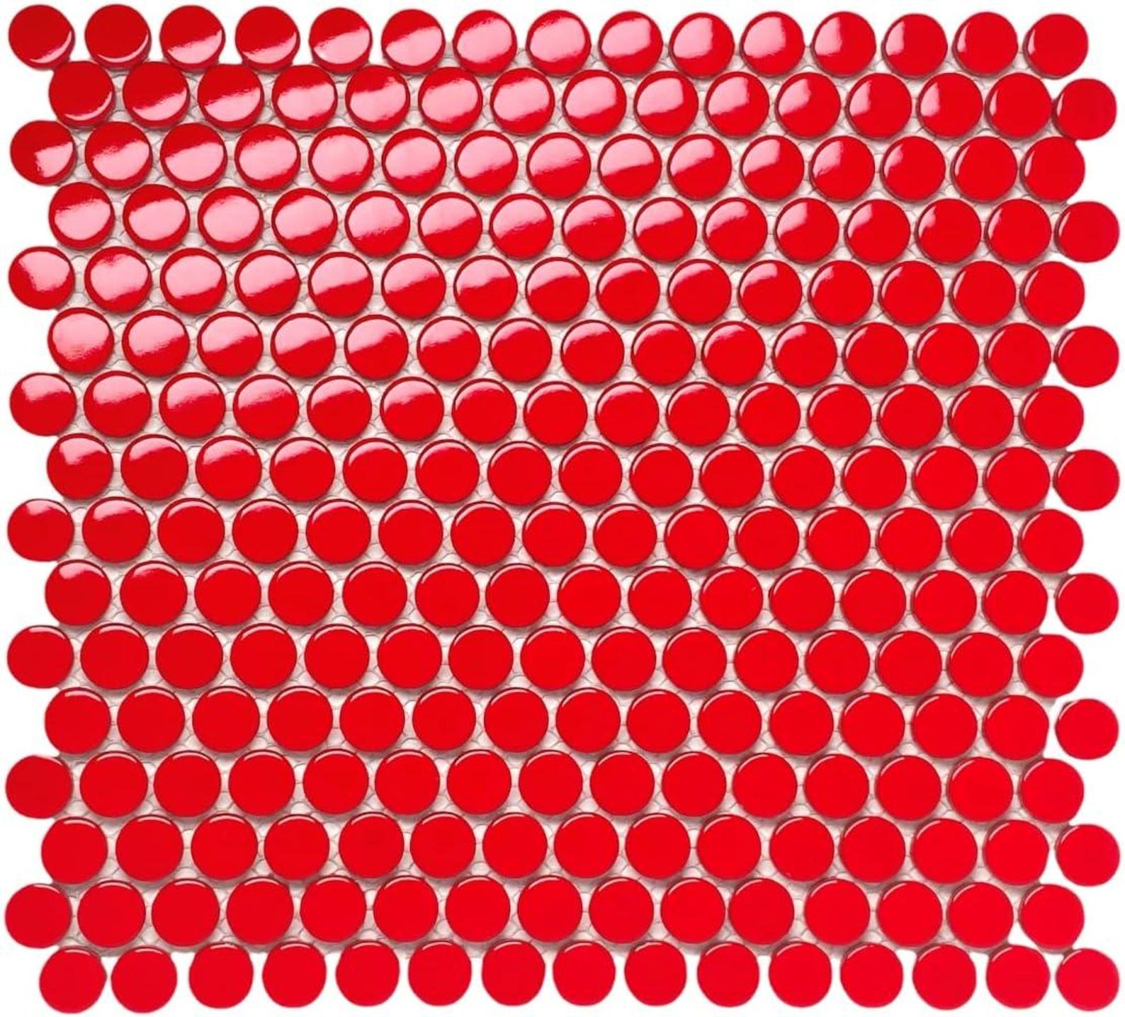 Penny Round Vintage Red Porcelain Floor Wall Mosaic Tile Backsplash - Etsy