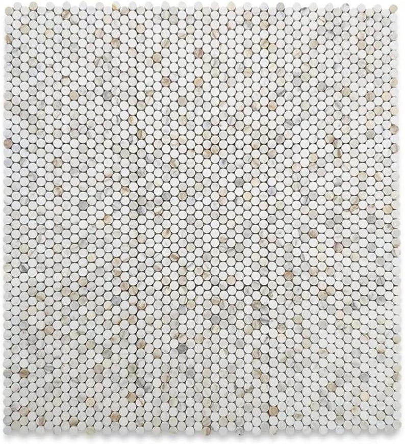 Calacatta Gold Marble 3/4 Inch Penny Round Mosaic Tile Honed - Etsy