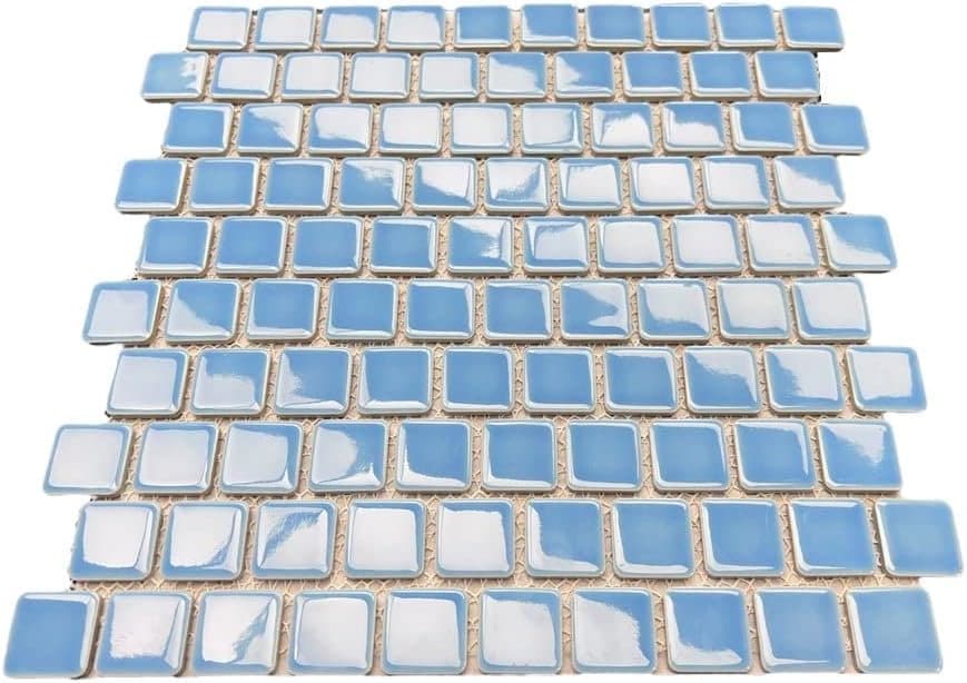 Cornflower Blue Brick Pattern 1x1 Inch (exact Size 1 1/8") Porcelain Pool Mosaic Floor Wall Tile ...