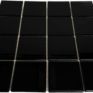 Glossy Black Porcelain Tile Sample, Kitchen Backsplash, Spa, Pool - Etsy