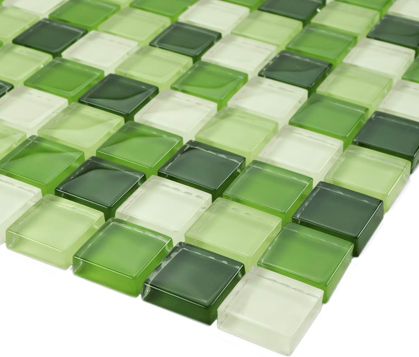 TGEMG-06 1x1 Square Green Glass Mosaic Tile Sheet-kitchen and Bath ...