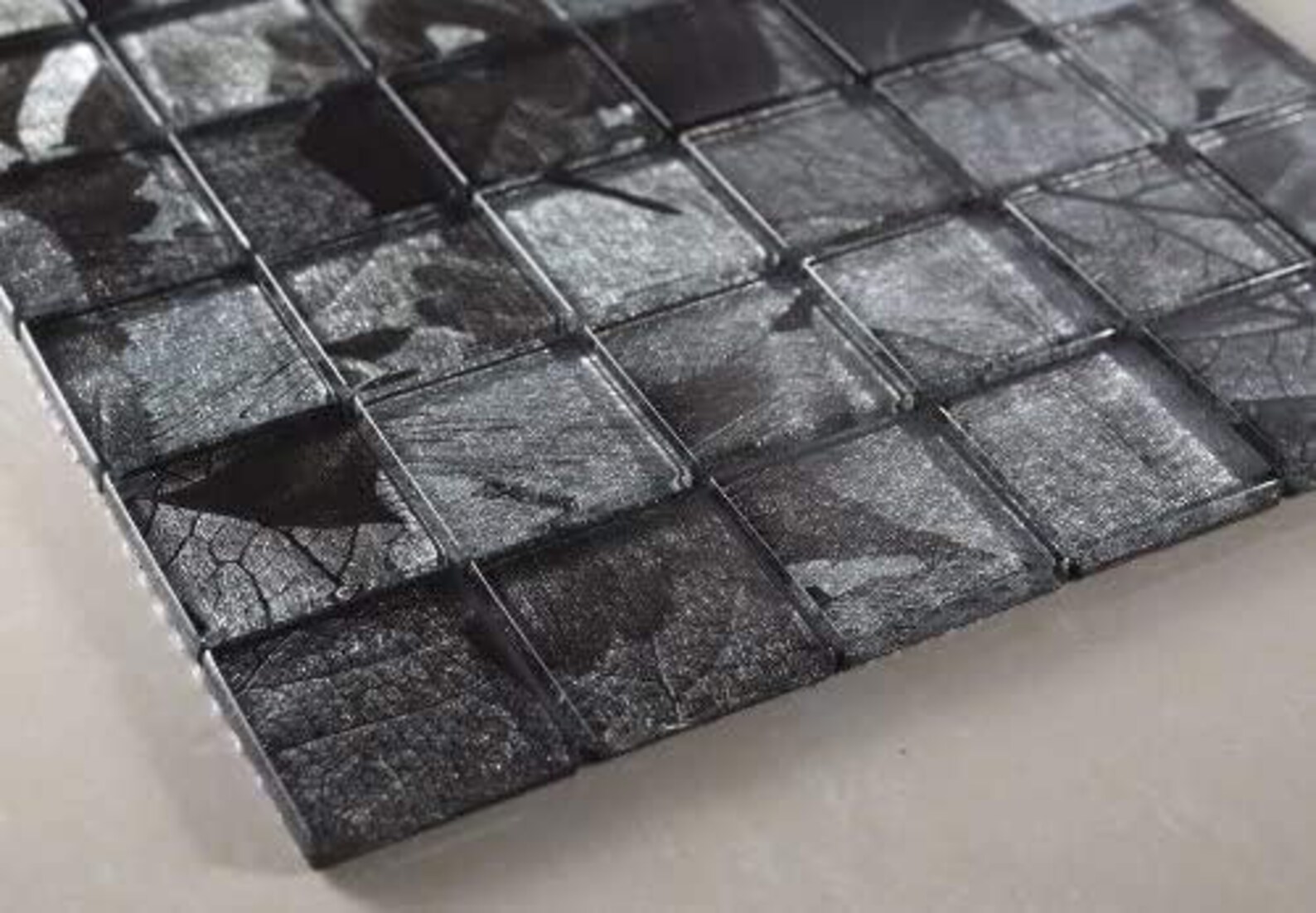 2x2 Square Glass Mosaic Tile (silver & Black) - Etsy