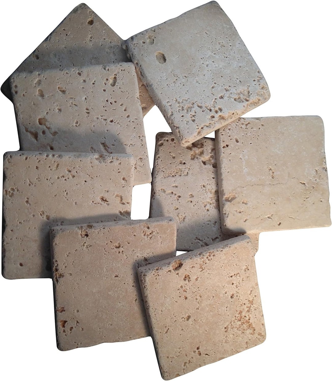 Coaster Tile-tumbled Travertine Porous Craft Tile in Ivory Color 4x4 in ...