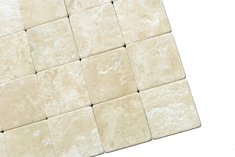 Durango Cream 4X4 Travertine Tumbled Tile - Etsy