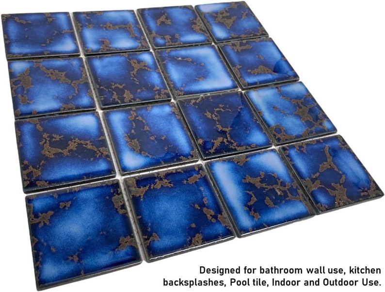 Premium Quality 3x3 Calacatta Blue Square Pattern Porcelain Mosaic Tile ...