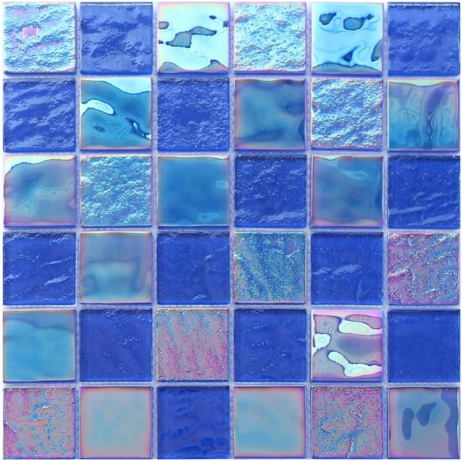 Periwinkle Blue Purple 2x2 Square Glass Glitter Iridescent Mosaic Wall ...