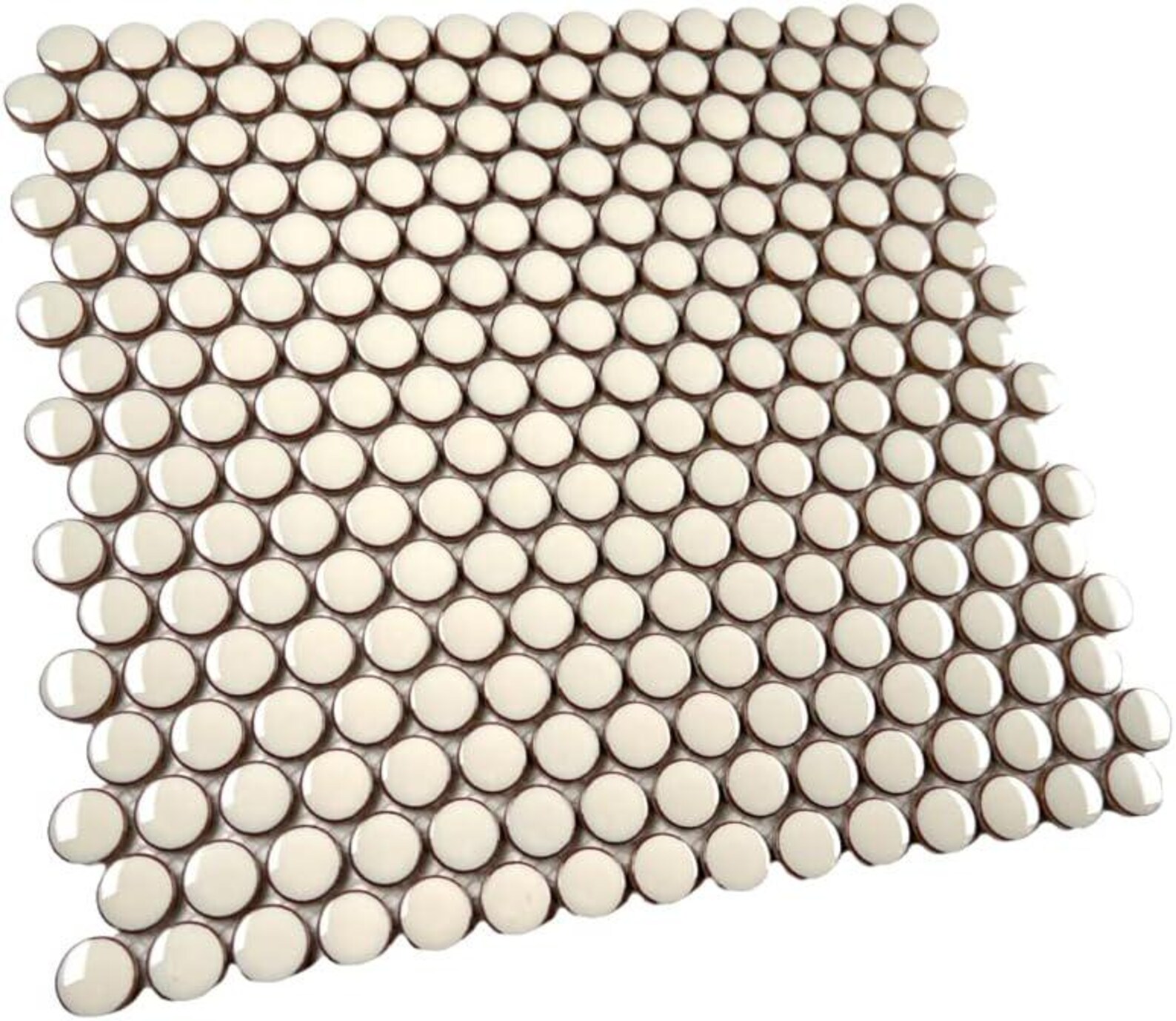 Vanilla Latte Penny Round Glossy Porcelain Mosaic Floor and Wall for ...
