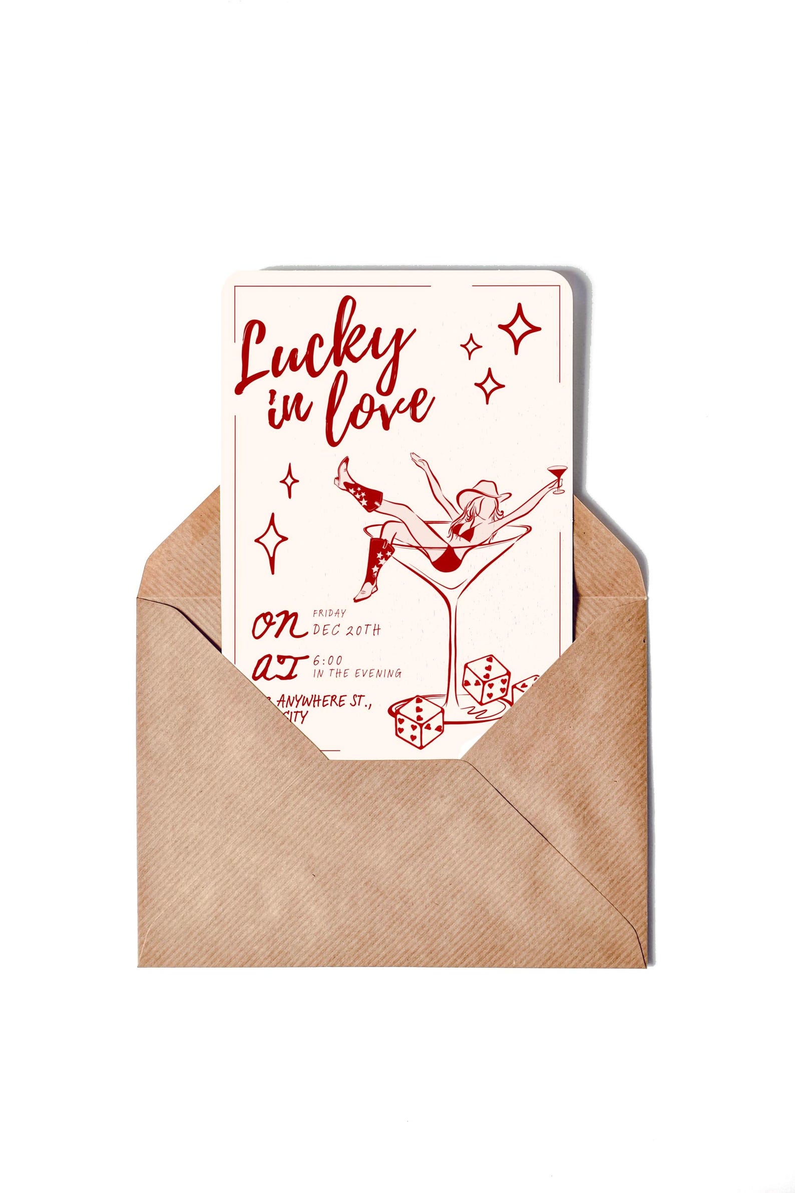 Lucky in Love Editable Party Invitation Template Canva Digital Download ...