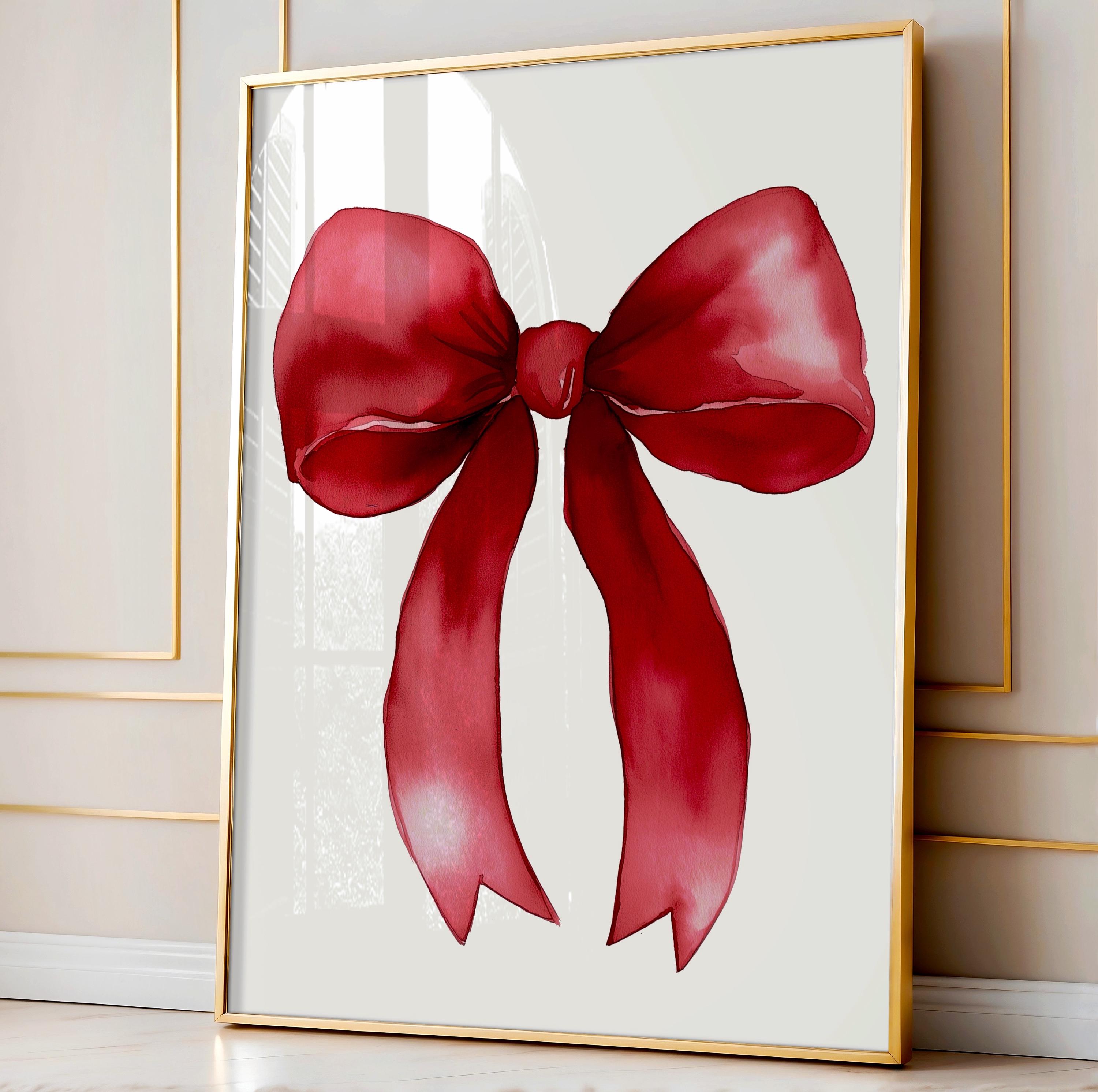 Cherry Red Watercolor Bow Art Print | Digital Download | Feminine Wall ...