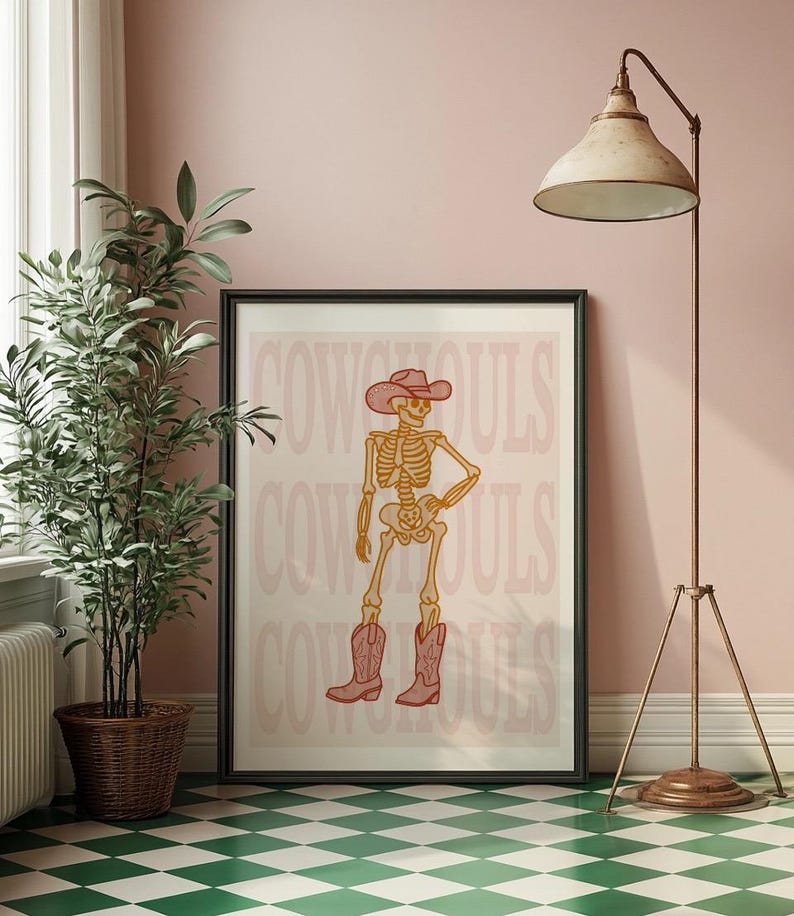 Cowghouls Skeleton Art Print Halloween Cowboy Decor Digital Download - Etsy