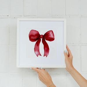 Cherry Red Watercolor Bow Art Print | Digital Download | Feminine Wall ...
