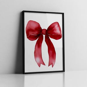 Cherry Red Watercolor Bow Art Print | Digital Download | Feminine Wall ...