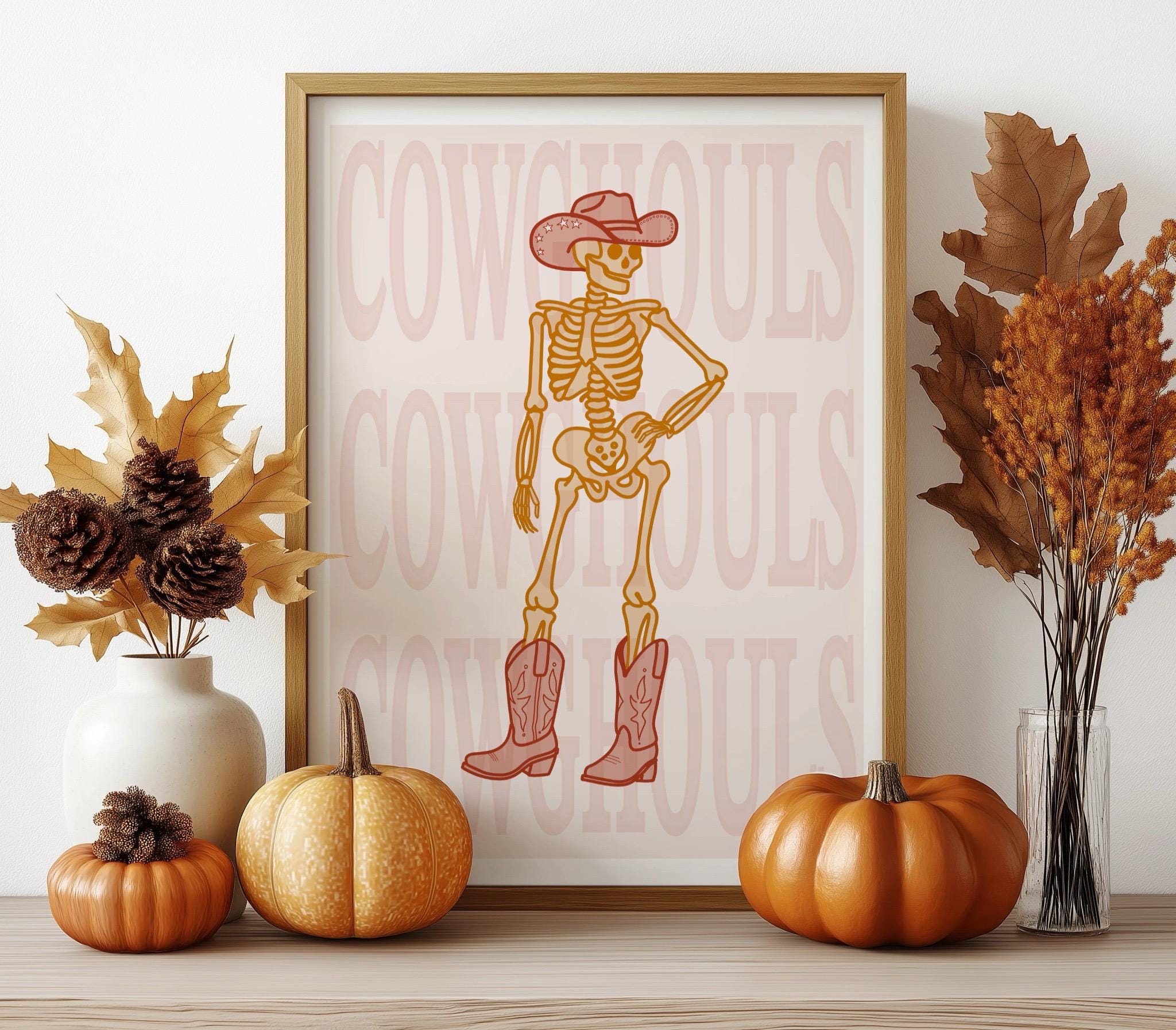 Cowghouls Skeleton Art Print Halloween Cowboy Decor Digital Download - Etsy