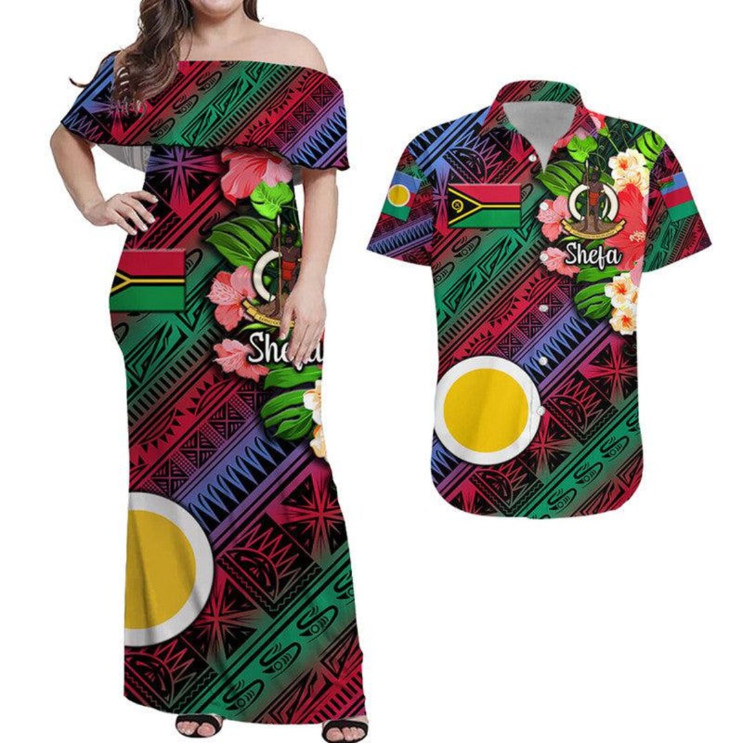 Vanuatu Shefa Combo Dress and Hawaiian Shirt Matching Couples - Etsy