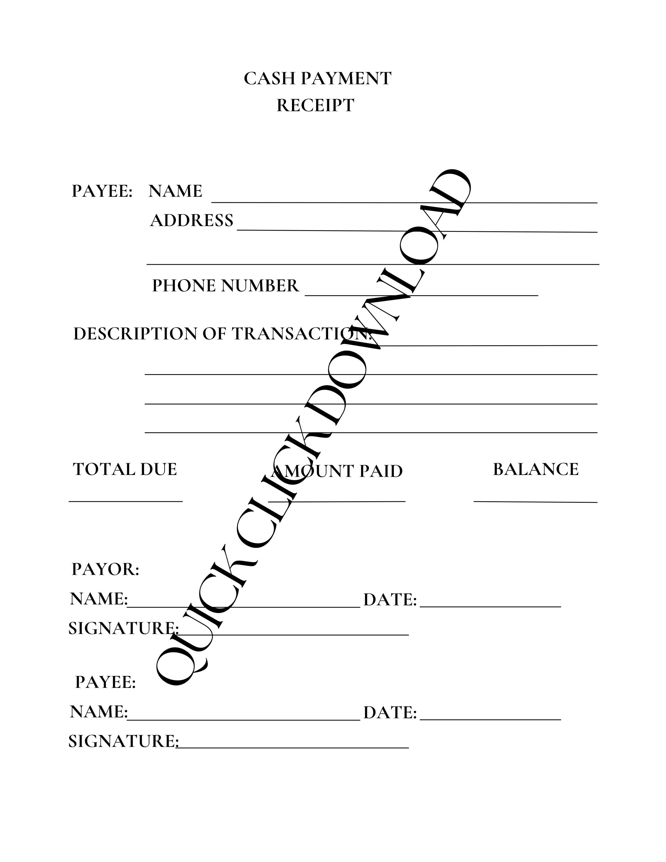 Cash Payment Receipt, Cash Payment Receipt Forms, Cash Payment Receipt ...