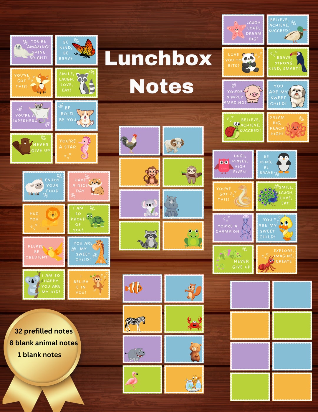 Animal Lunchbox Notes | Lunchbox Cards | Encouragement Cards ...