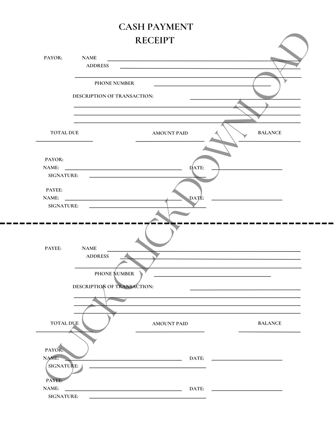 Room Rental Agreement & Cash Payment Receipt Easy, Printable Legal ...
