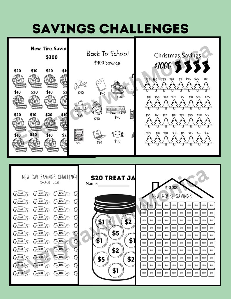 Savings Challenge Tracker Printable 15 Pages Money Goalsdownloadable ...