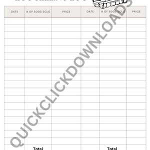 Egg Collection Tracker, Selling Log & Care Instructions – Digital ...