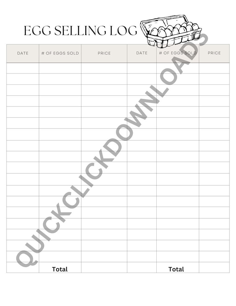 Egg Collection Tracker, Selling Log & Care Instructions – Digital ...