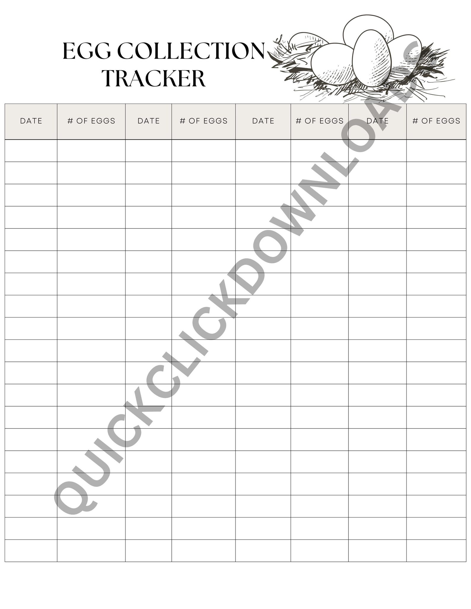 Egg Collection Tracker, Selling Log & Care Instructions – Digital ...
