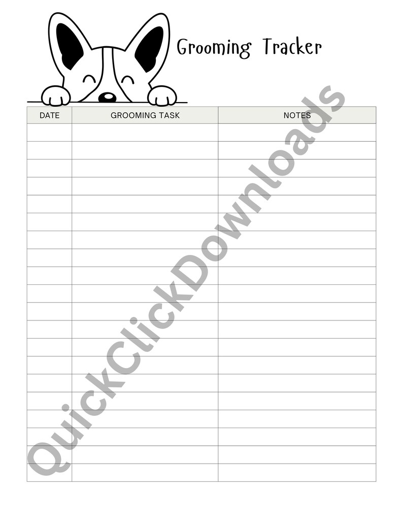 Grooming Tracker Dog Cat Printable, Pet Grooming Log - Etsy
