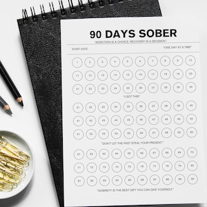 90 Days Sober Tracker / Calendar - PDF + JPG Printable File - Early ...