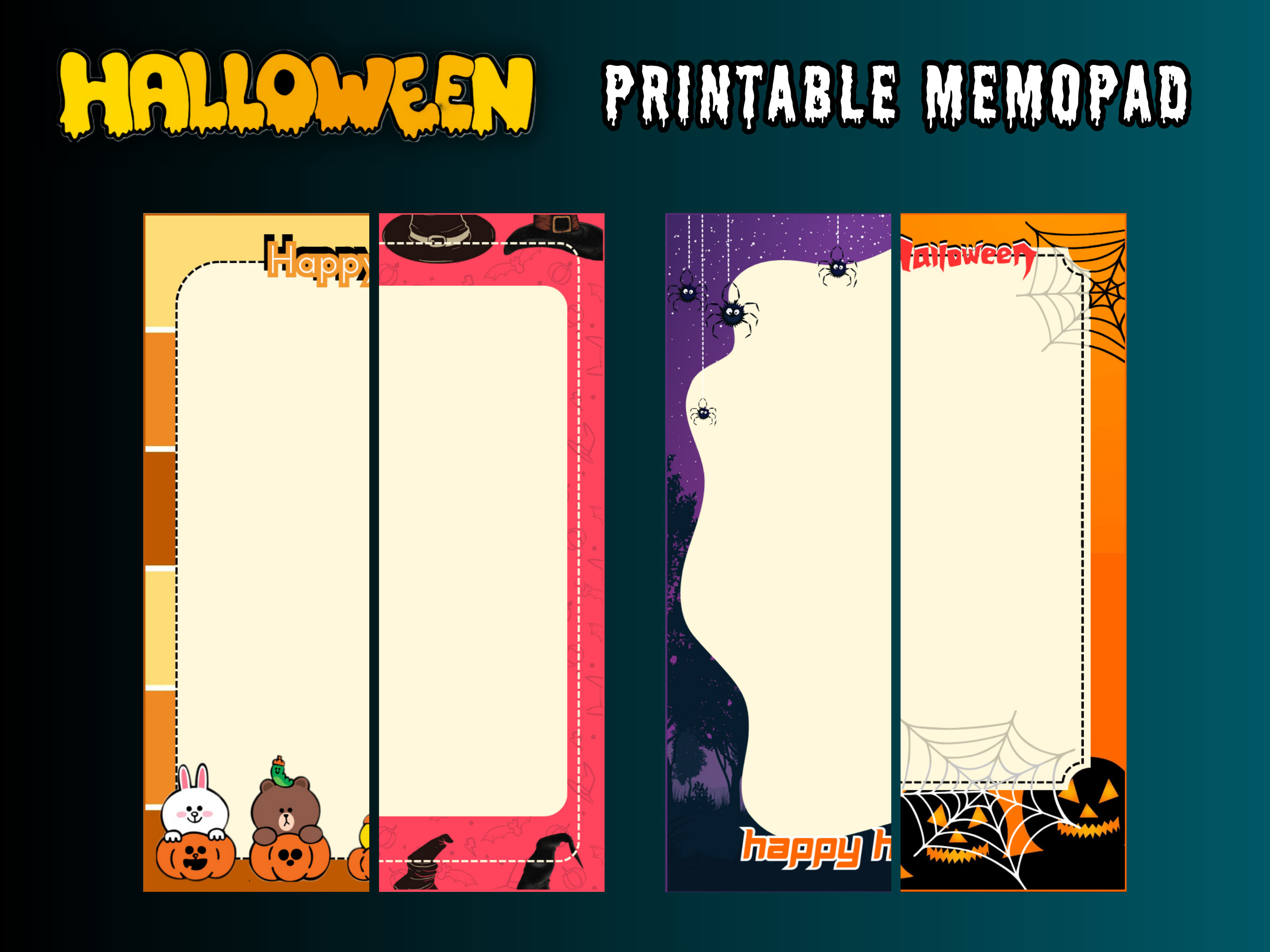Printable Halloween Memopad Printable Halloween Notepad - Etsy
