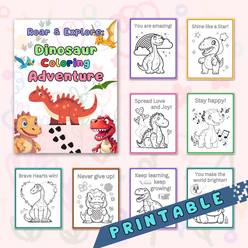 Printable Dinosaur Coloring Book for Kids | Fun Dino Coloring Pages ...