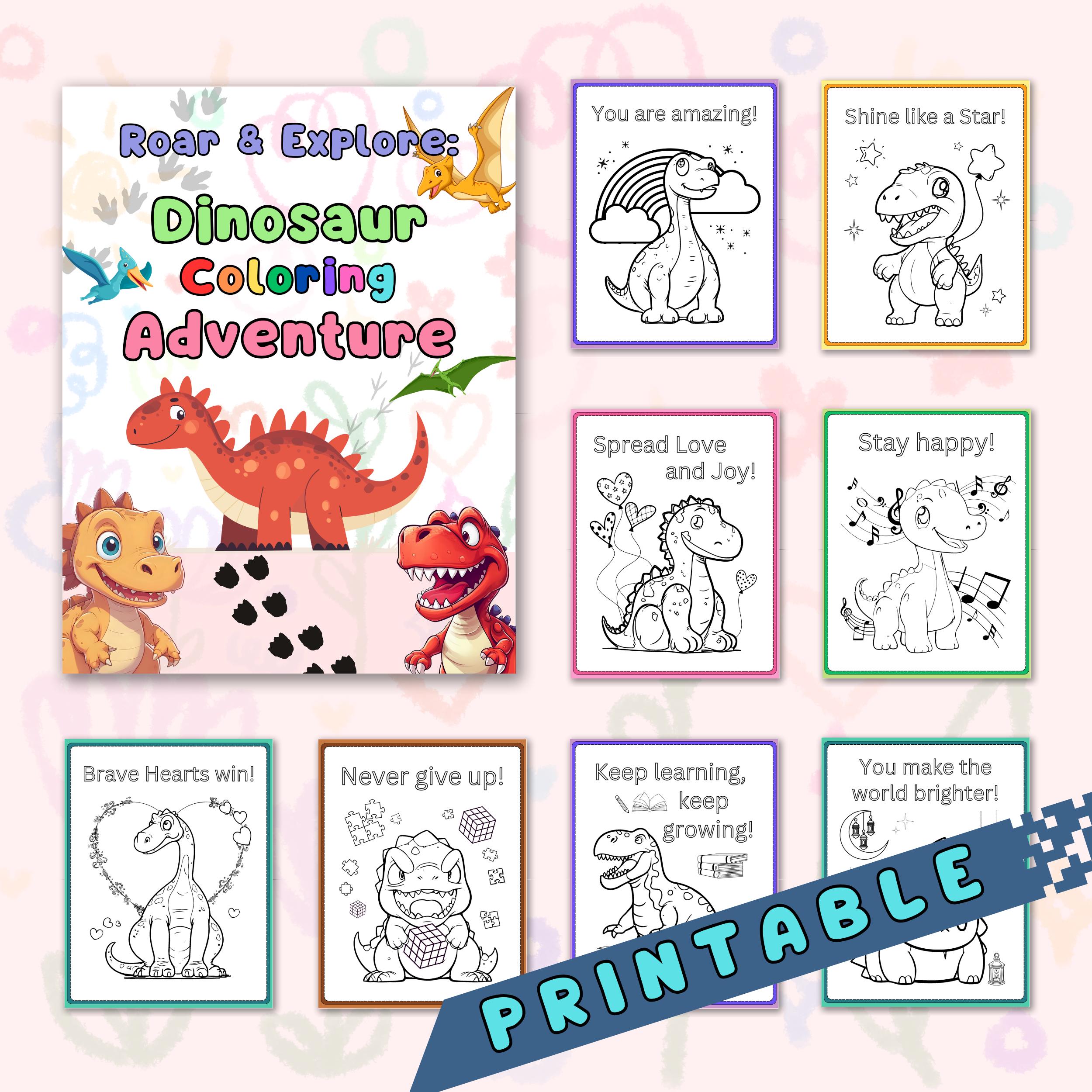 Printable Dinosaur Coloring Book for Kids | Fun Dino Coloring Pages ...