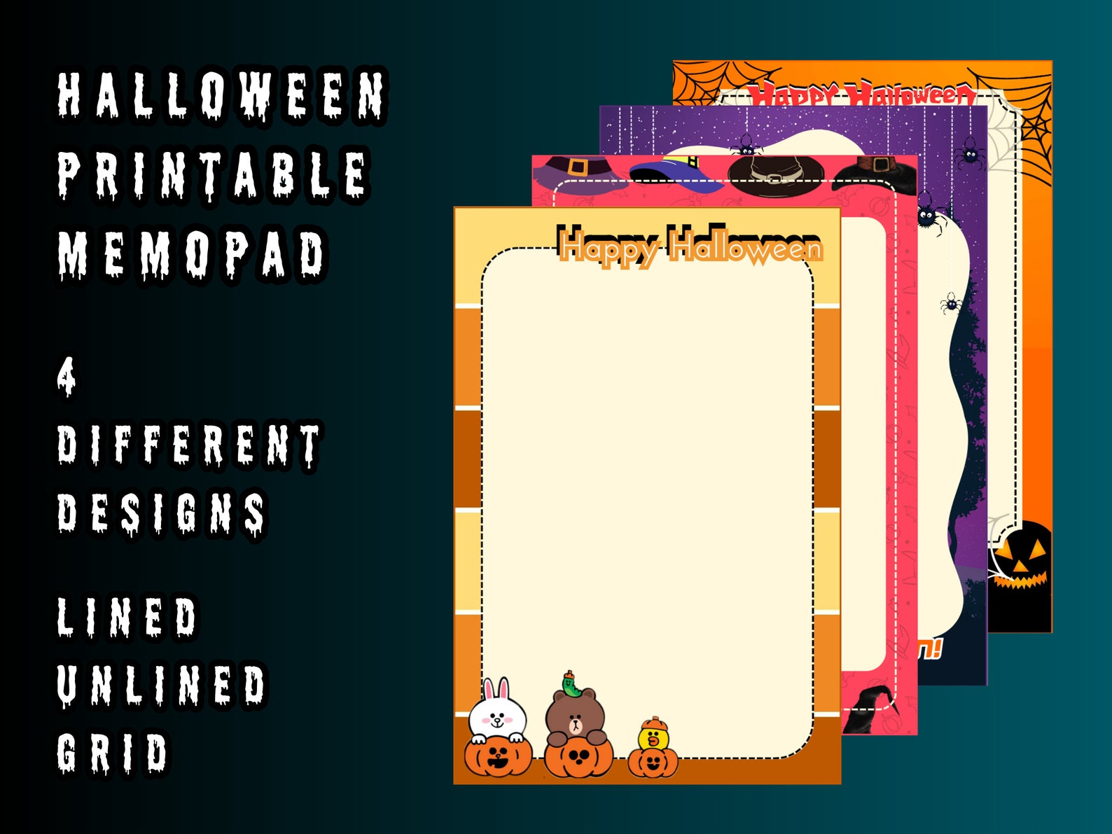 Printable Halloween Memopad Printable Halloween Notepad - Etsy