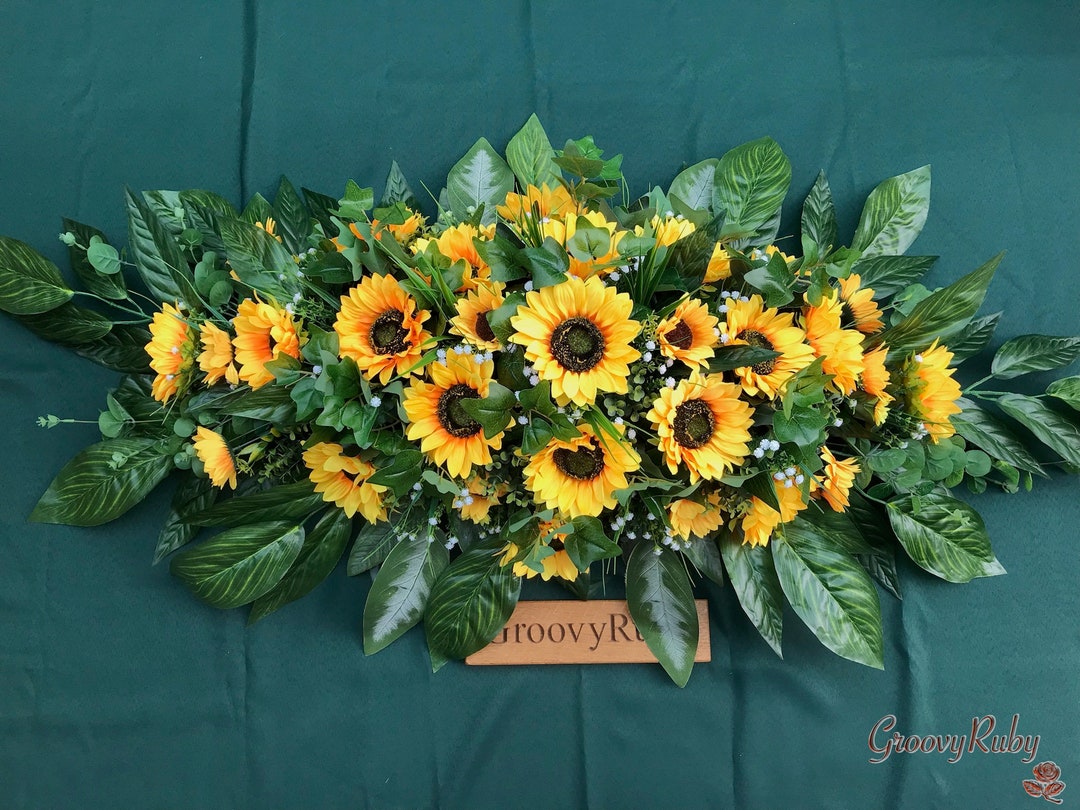 Eternal Sunshine, 5ft Casket Topper Spray, Funeral Flowers, Artificial ...