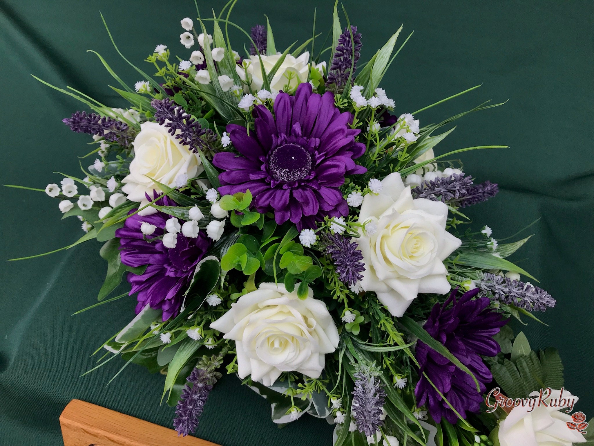Purple Haze, Artificial Spray Funeral Flowers Coffin Topper Memorial ...