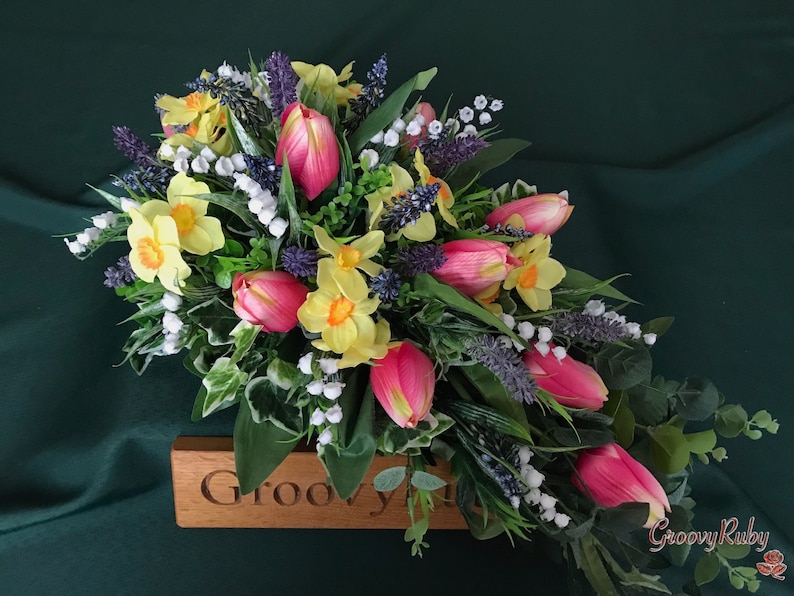 Eternal Spring, Artificial Spray Funeral Flowers Coffin Topper Memorial ...