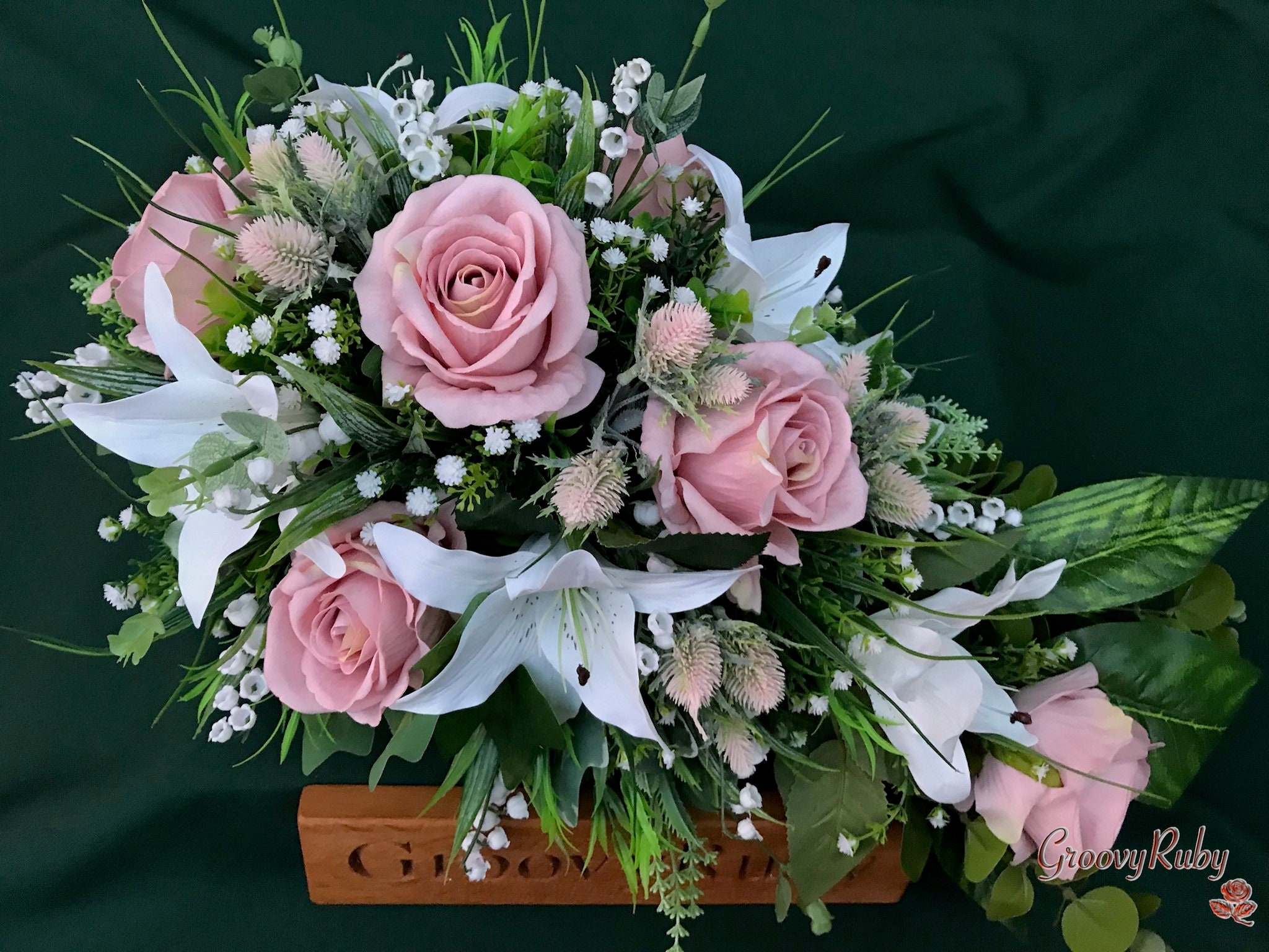 Sweet Dreams, Artificial Spray Funeral Flowers Coffin Topper Memorial ...