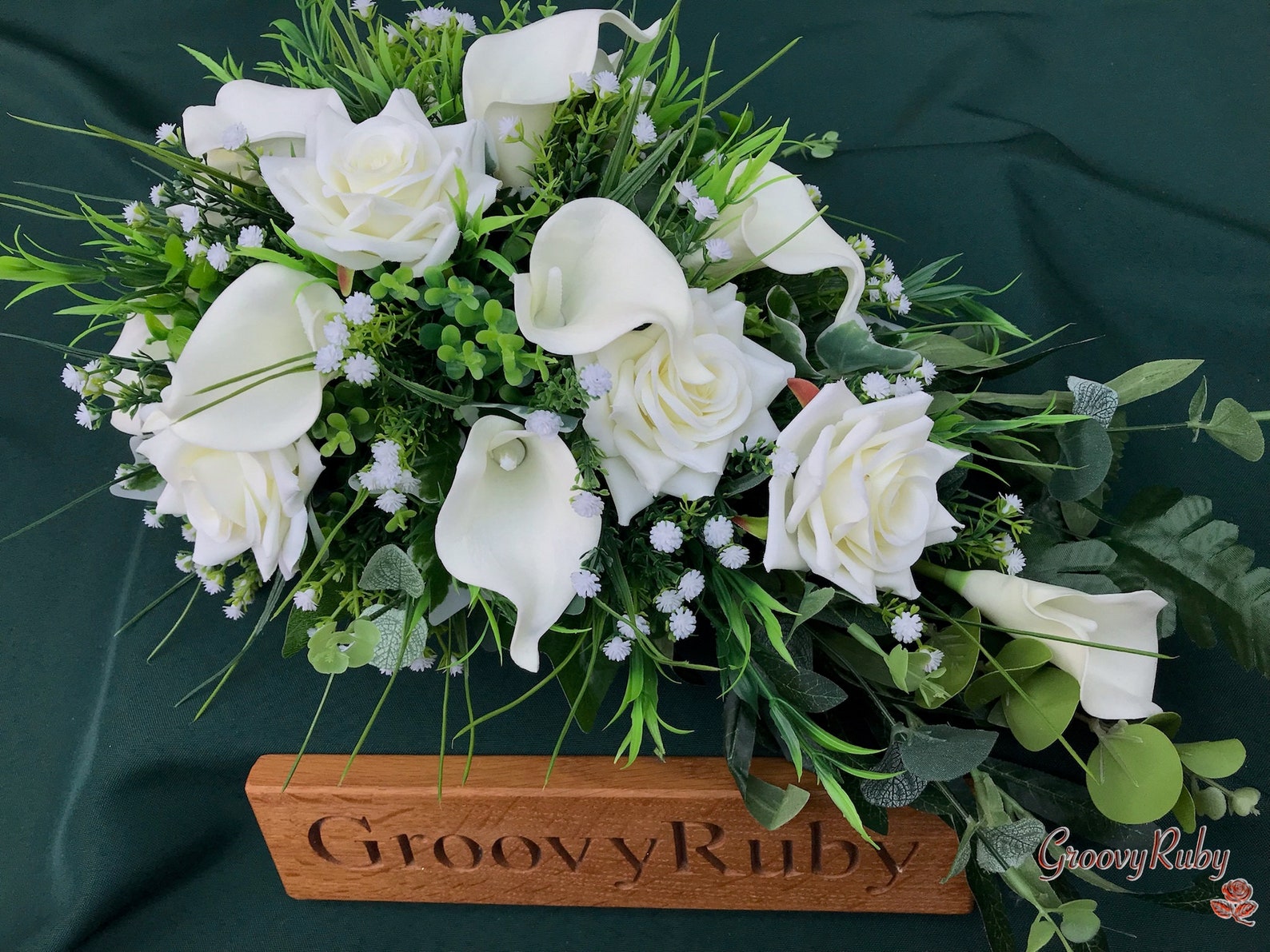 Restful, Artificial Spray Funeral Flowers Coffin Topper Memorial ...