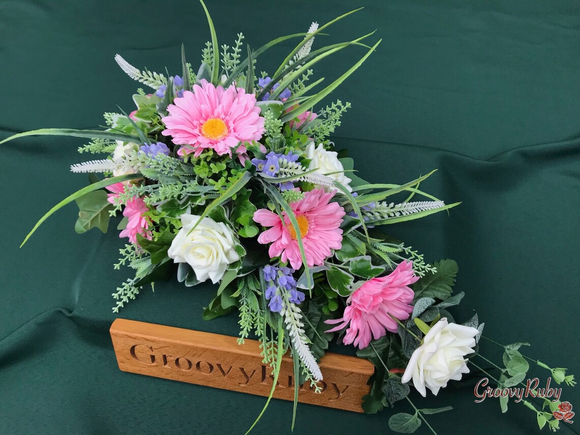 Summer Garden, Artificial Spray Funeral Flowers Coffin Topper Memorial ...