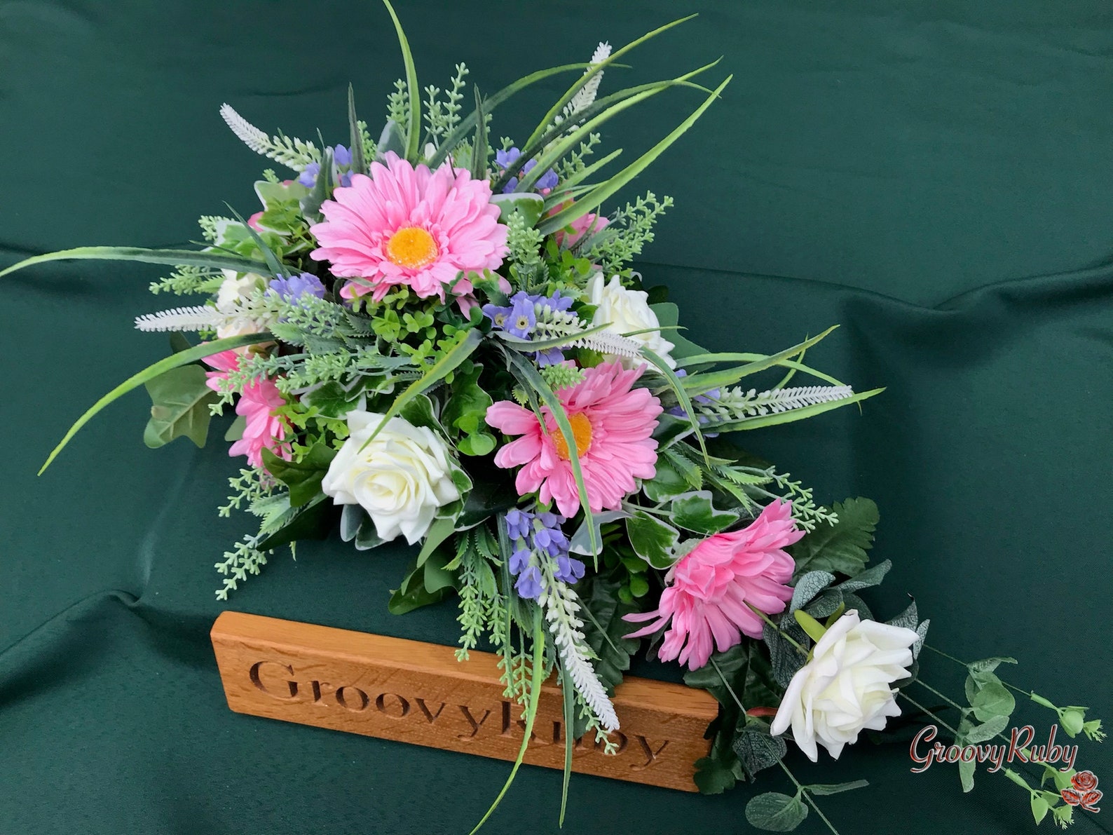 Summer Garden, Artificial Spray Funeral Flowers Coffin Topper Memorial ...