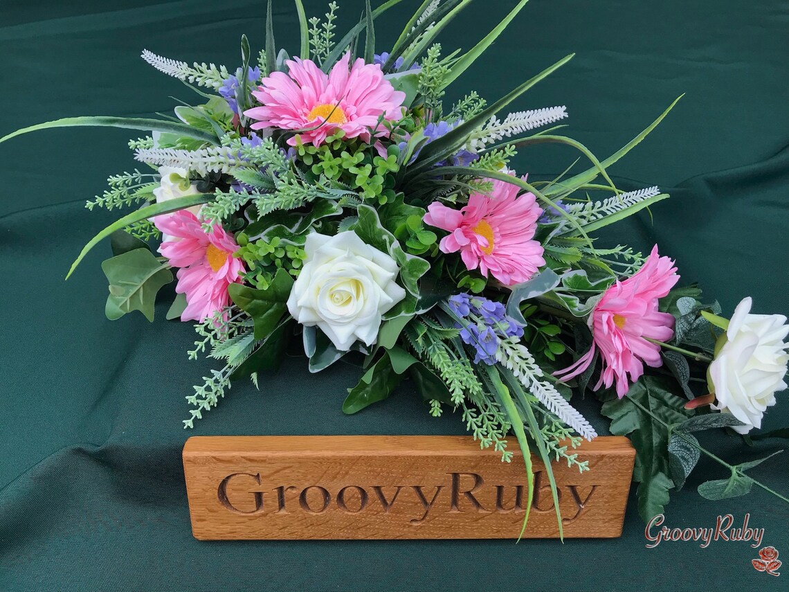 Summer Garden, Artificial Spray Funeral Flowers Coffin Topper Memorial ...