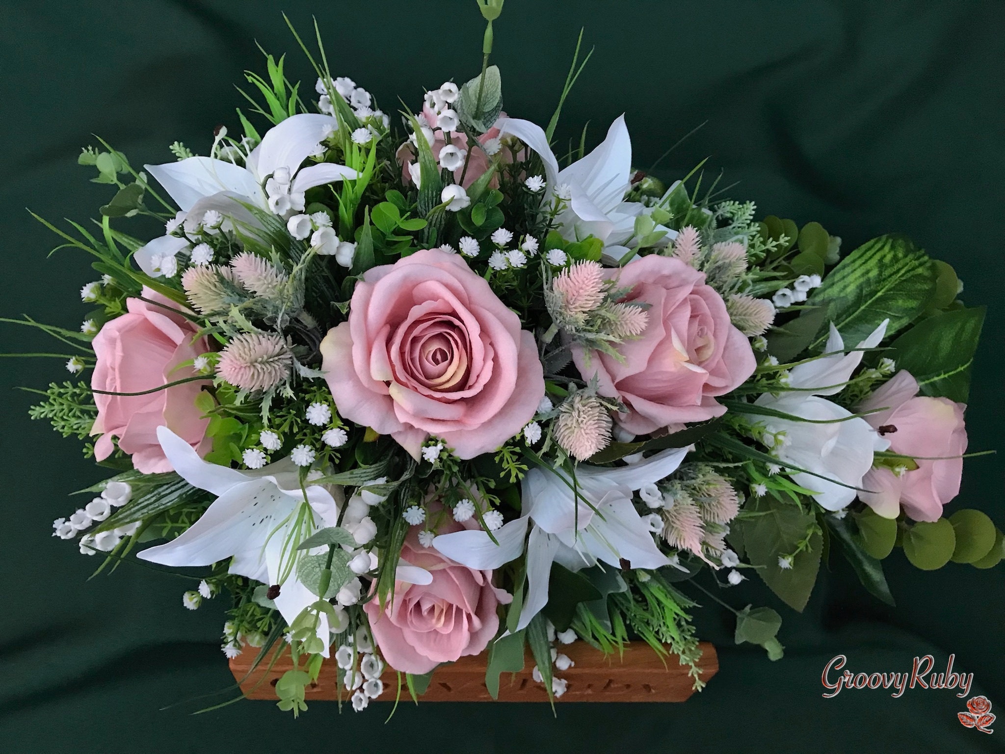 Sweet Dreams, Artificial Spray Funeral Flowers Coffin Topper Memorial ...