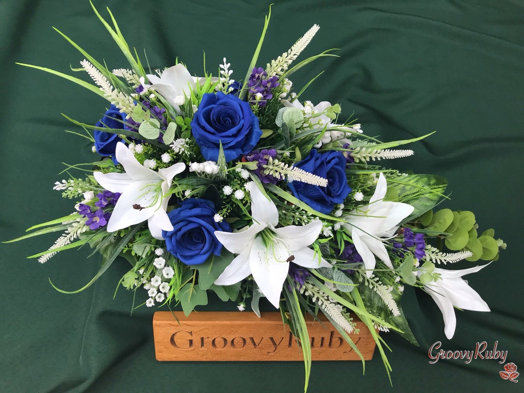 Sea Breeze, Artificial Spray Funeral Flowers Coffin Topper Memorial ...