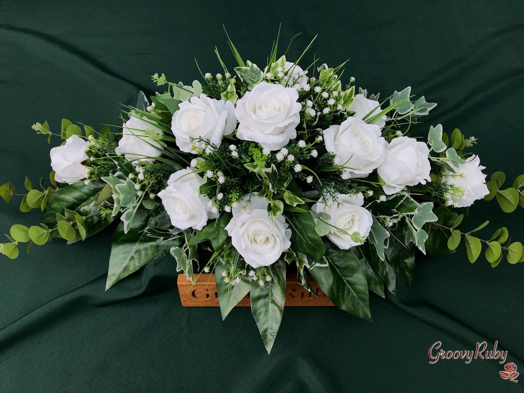 Winter Morning, Artificial Casket Spray Funeral Flowers Coffin Topper ...