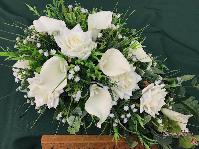 Restful, Artificial Spray Funeral Flowers Coffin Topper Memorial ...