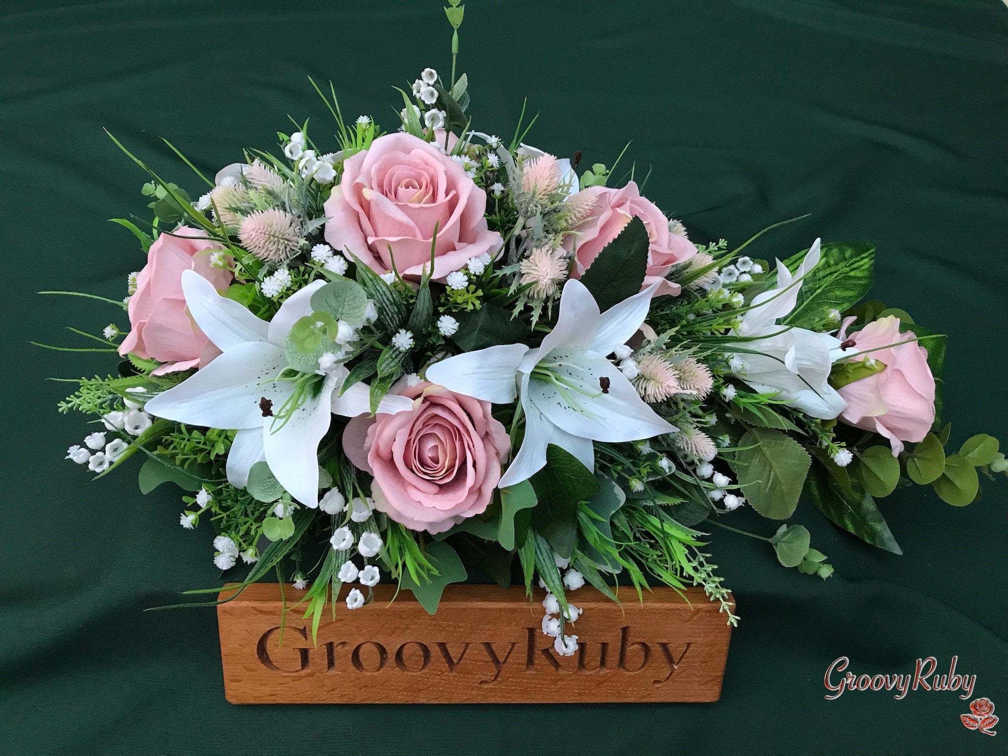 Sweet Dreams, Artificial Spray Funeral Flowers Coffin Topper Memorial ...