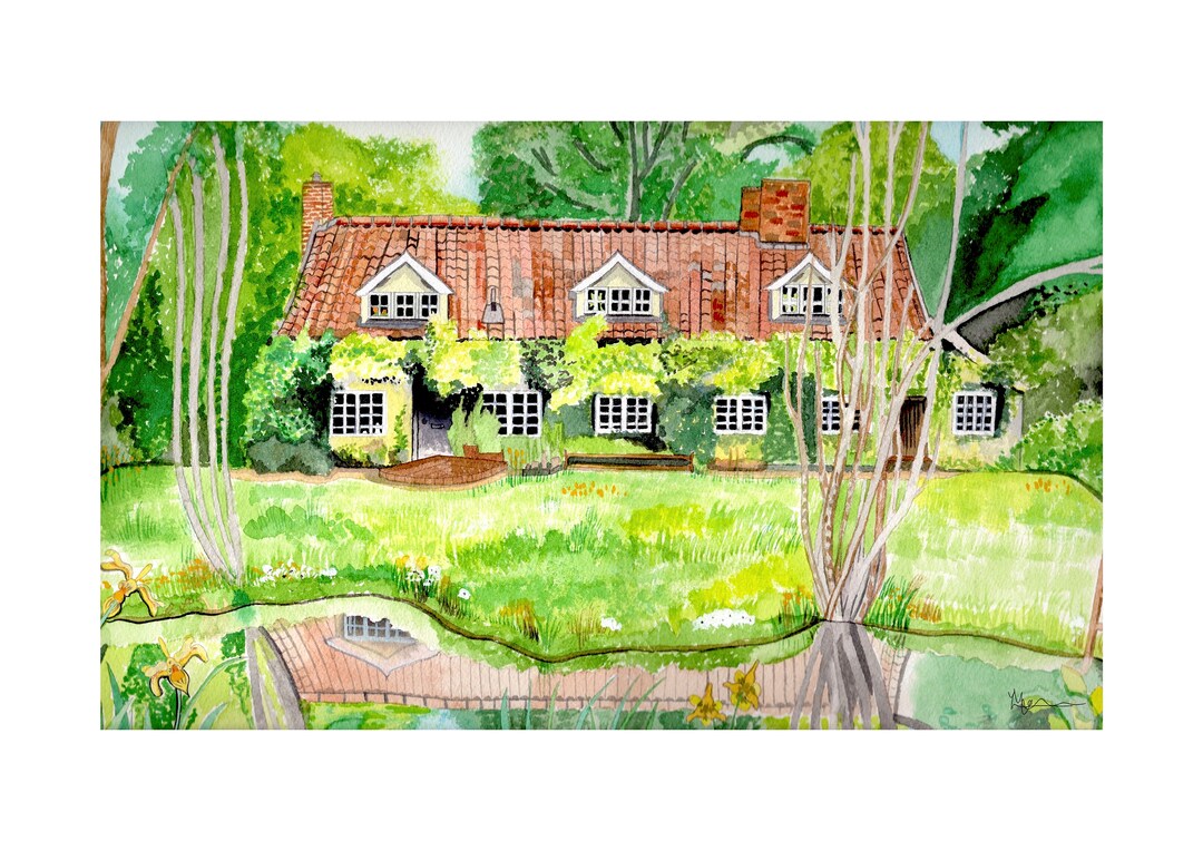 Suffolk Cottage Watercolour Print - Etsy